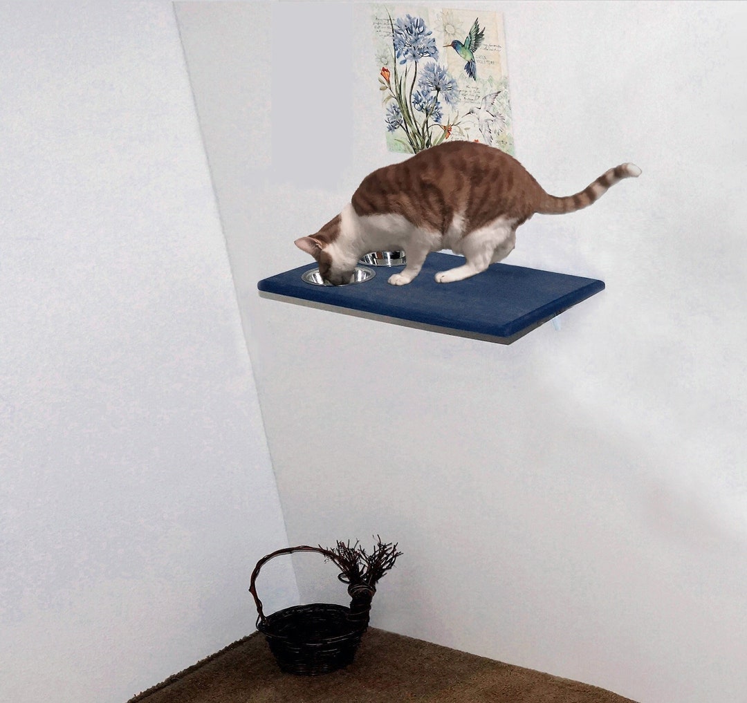 Deluxe Cat Shelf Feeding Station Large Size Heavy Duty Raised Cat ...