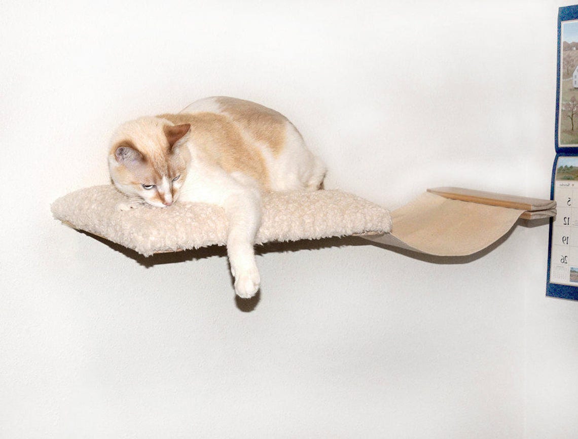 Cat Hammock Bed Combo Wall Mounted Kitty Wall Shelves Cat Bed Etsy