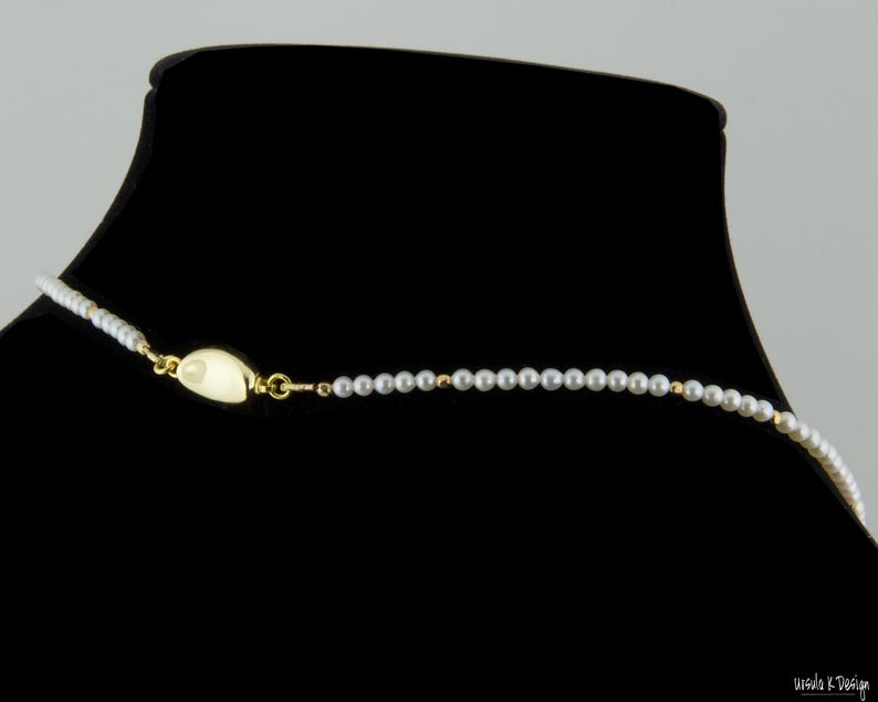 Dainty Necklace of Very Small White Pearls With Small Pearl Pendant ...