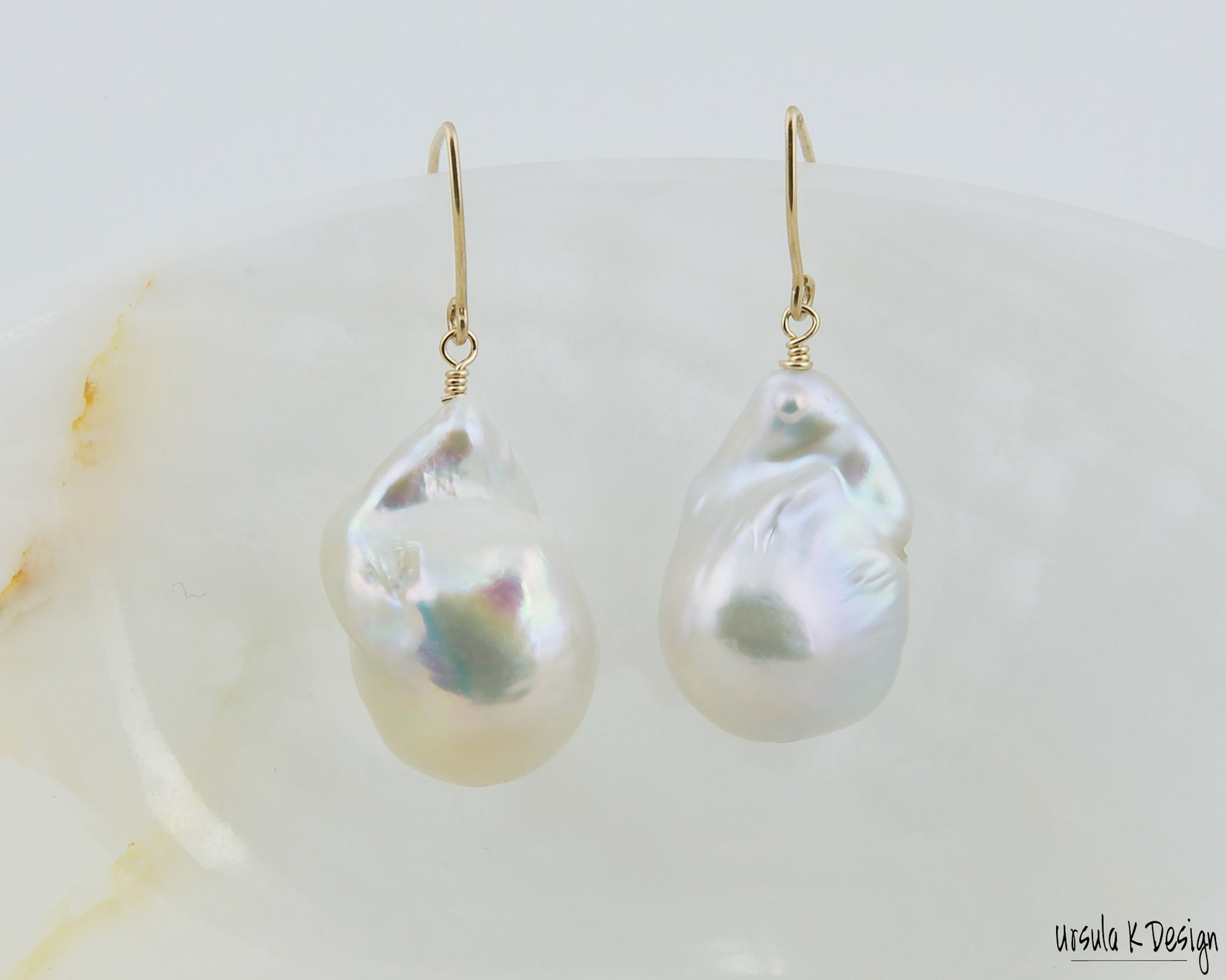 Large Baroque Pearl Drop Earrings Fine Elegant Large Baroque Etsy