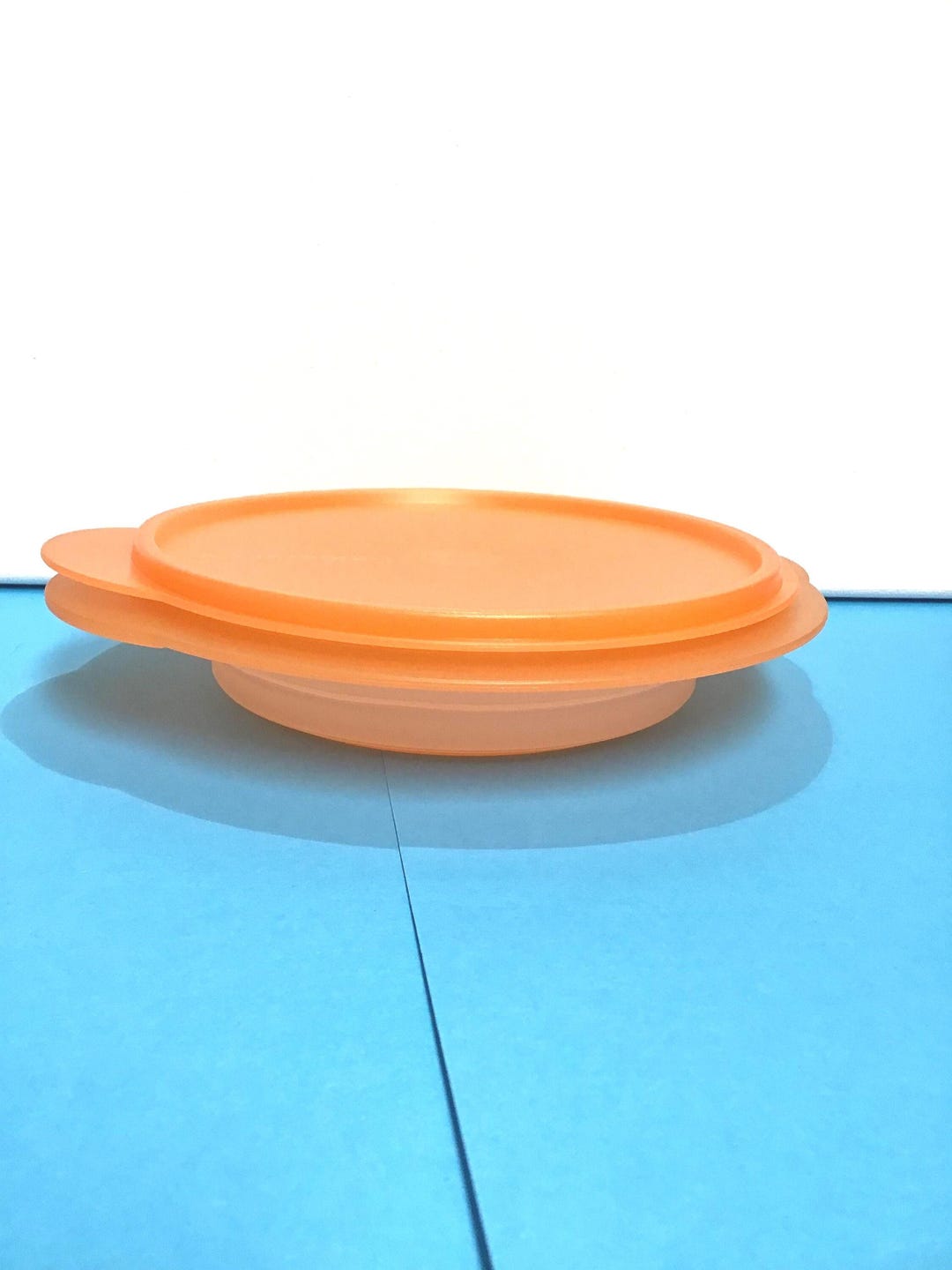 Vintage Tupperware Flat-out Storage Bowl With Lid, Orange and Clear ...