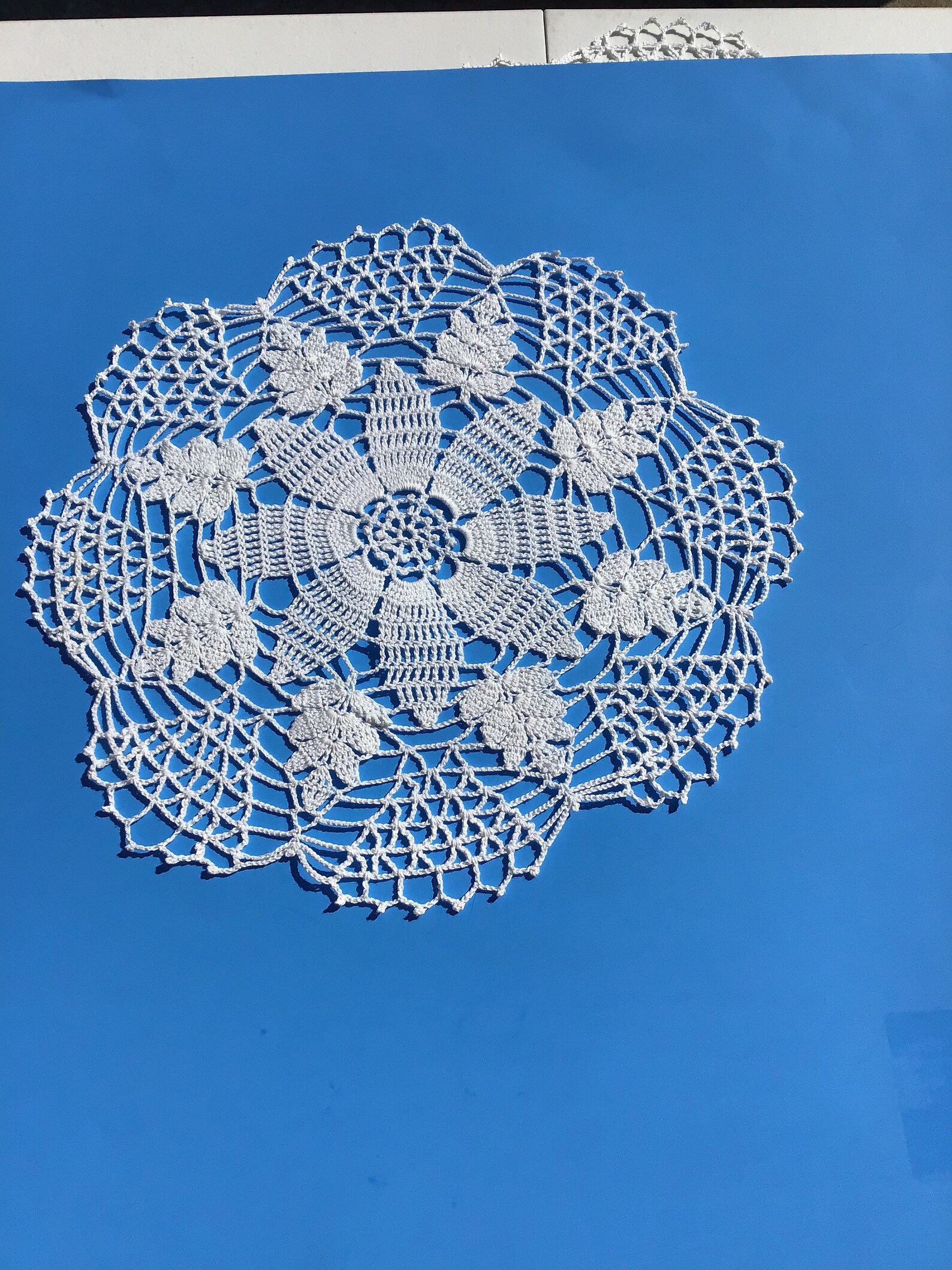 Set of 6 Vintage Crochet Doilies, Pineapple and Leaves, Mid-century ...