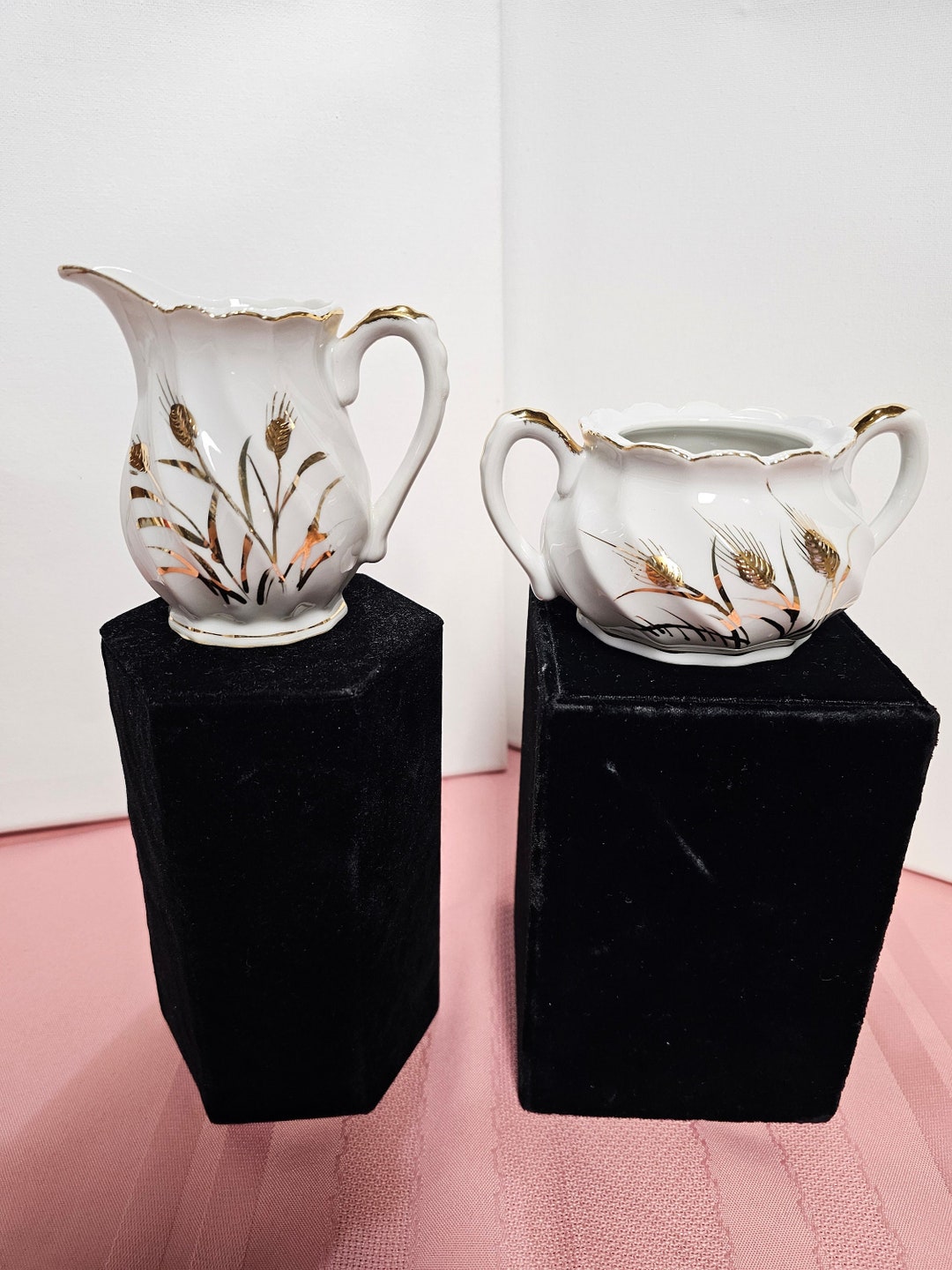 Lefton China 1960s Sugar and Creamer Set, Wheat Pattern, Sugar Bowl Has ...