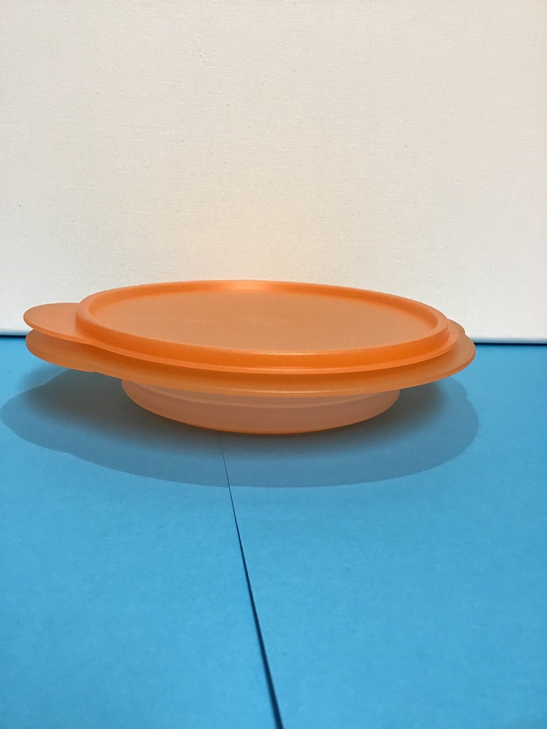 Vintage Tupperware Flat-out Storage Bowl With Lid, Orange and Clear ...