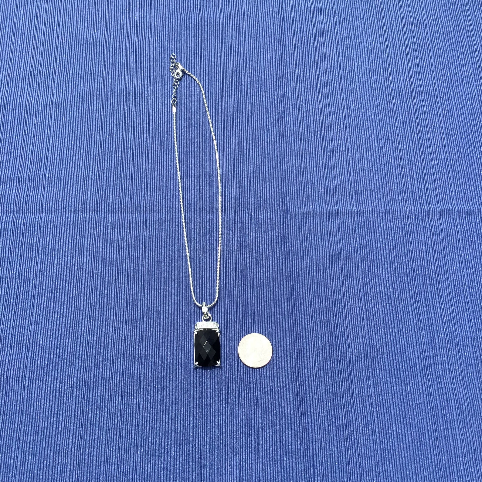 RMN Vintage Black Rhinestone Pendant Necklace, Silver Tone Chain - Etsy