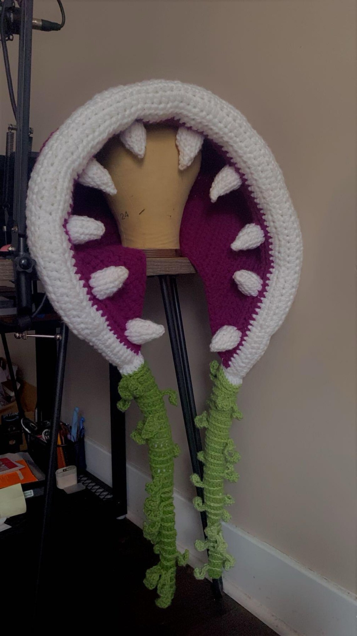 Crochet Twisted Chomper Hood: Crochet Hood, Costume Piece, Winter Hat ...