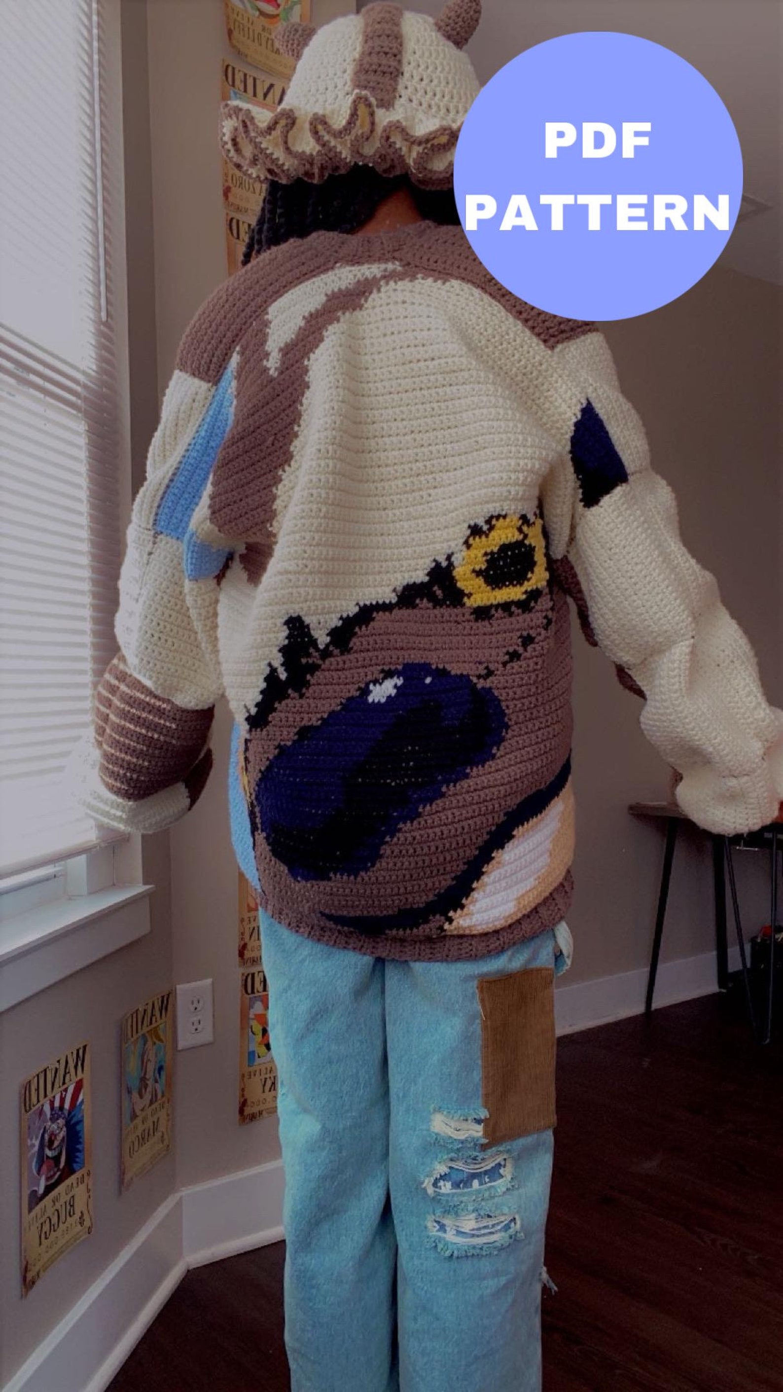 Flying Bison Crochet Cardigan Pattern: Tapestry Graph (PDF Pattern) - Etsy