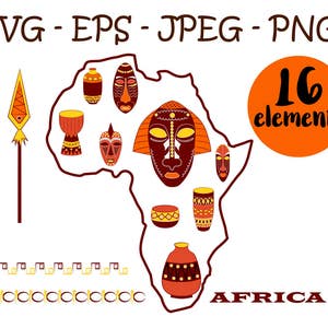 Tribal African Clipart African Tribal Clip Art Africa Scrapbook Hand ...
