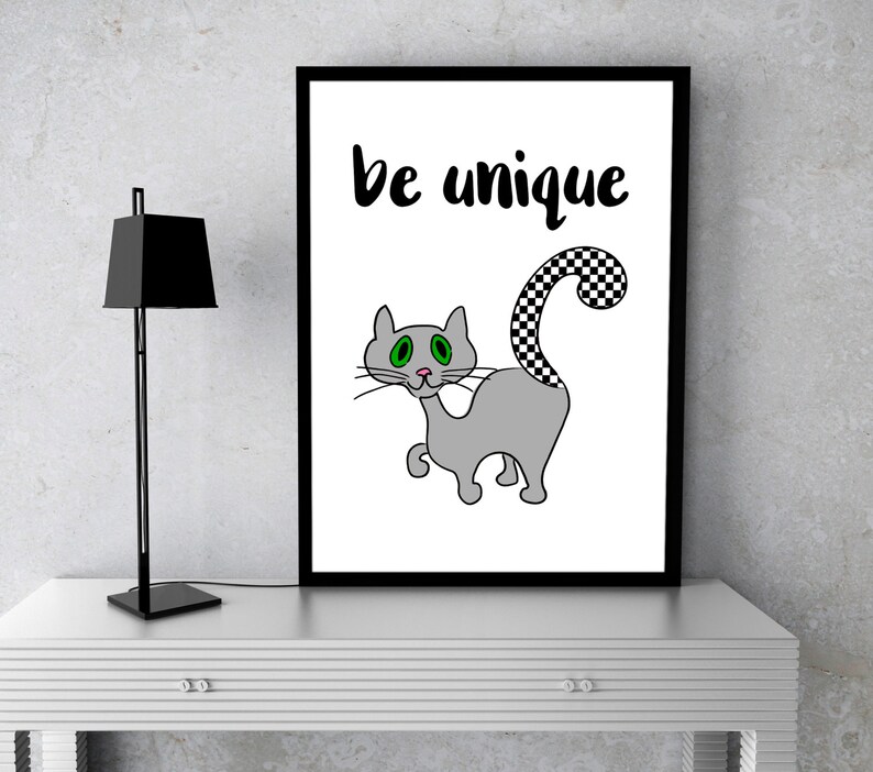 Be Unique Print, Girl Dorm Print, Instant Download, Be Unique Quote ...