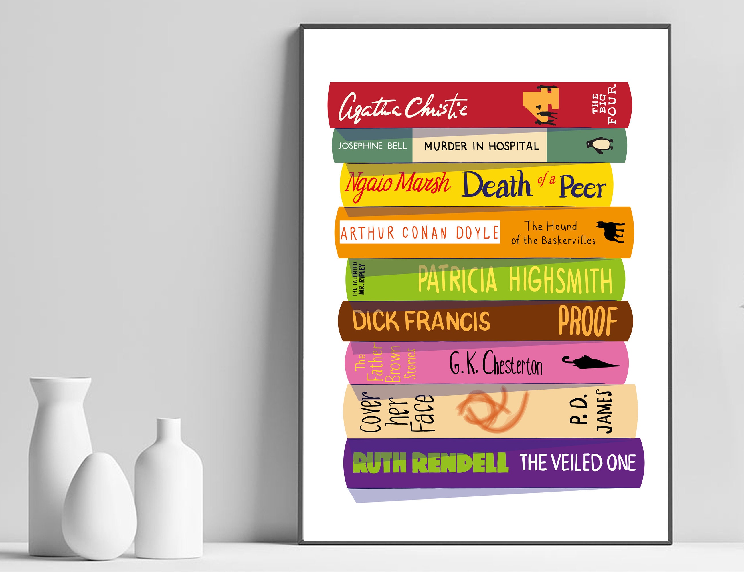 Murder Mystery Book Poster Thriller Book Stack Decor - Etsy