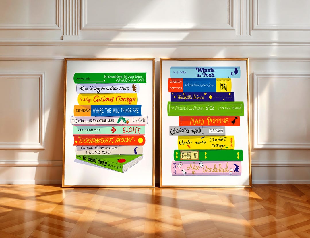 Colorful Nursery Set of 2 Book Posters, Printable Childrens Book Art ...