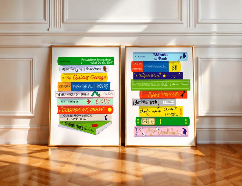 Colorful Nursery Set of 2 Book Posters, Printable Childrens Book Art ...