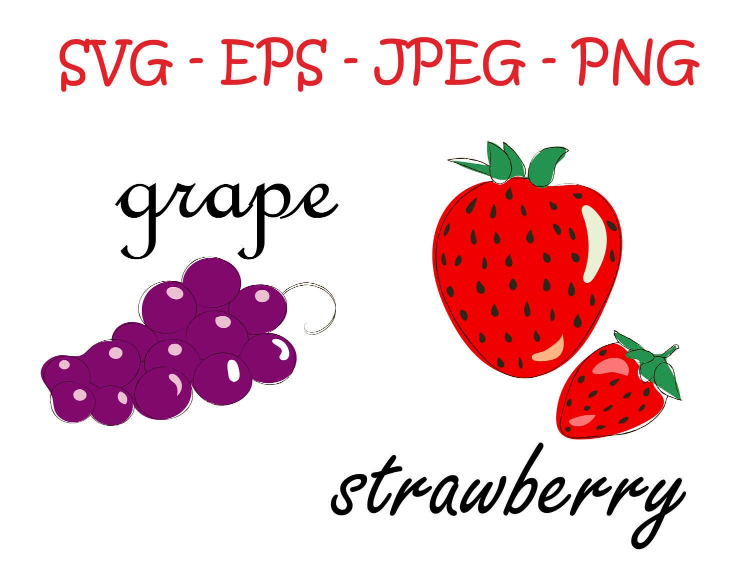 Set Summer Fruits and Berries Vector Designs With Transparent Png ...
