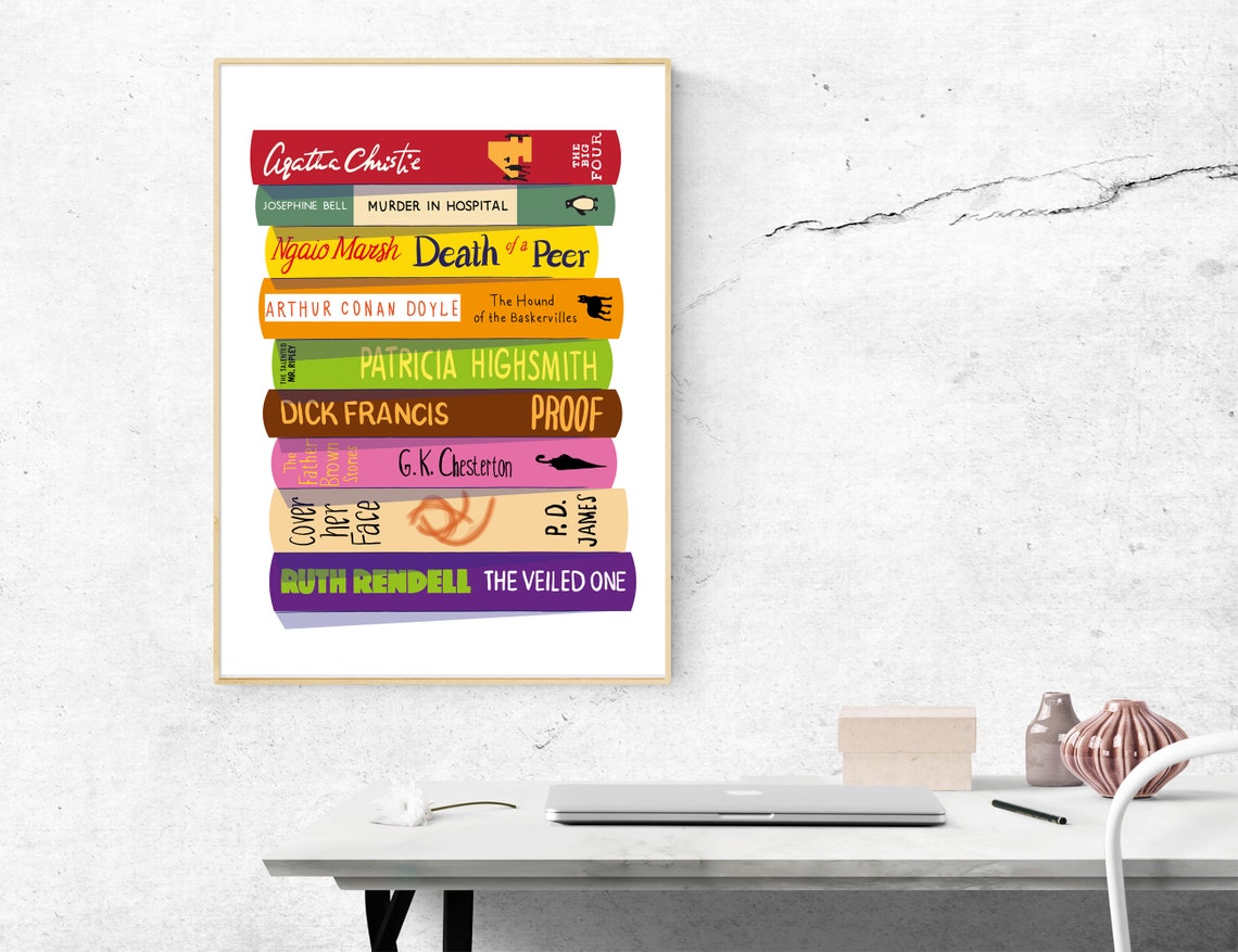 Murder Mystery Book Poster Thriller Book Stack Decor - Etsy