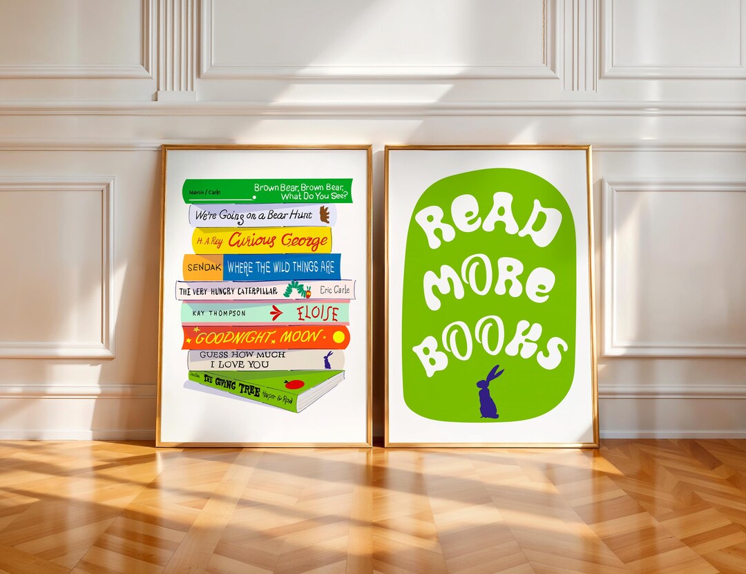 Printable Book Stack and Reading Quote | Set of 2 Kids Posters ...