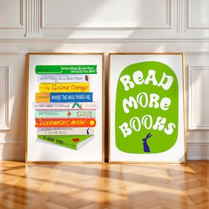 Printable Book Stack and Reading Quote | Set of 2 Kids Posters ...