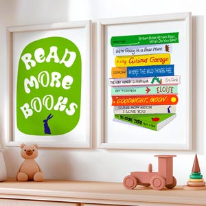 Printable Book Stack and Reading Quote | Set of 2 Kids Posters ...