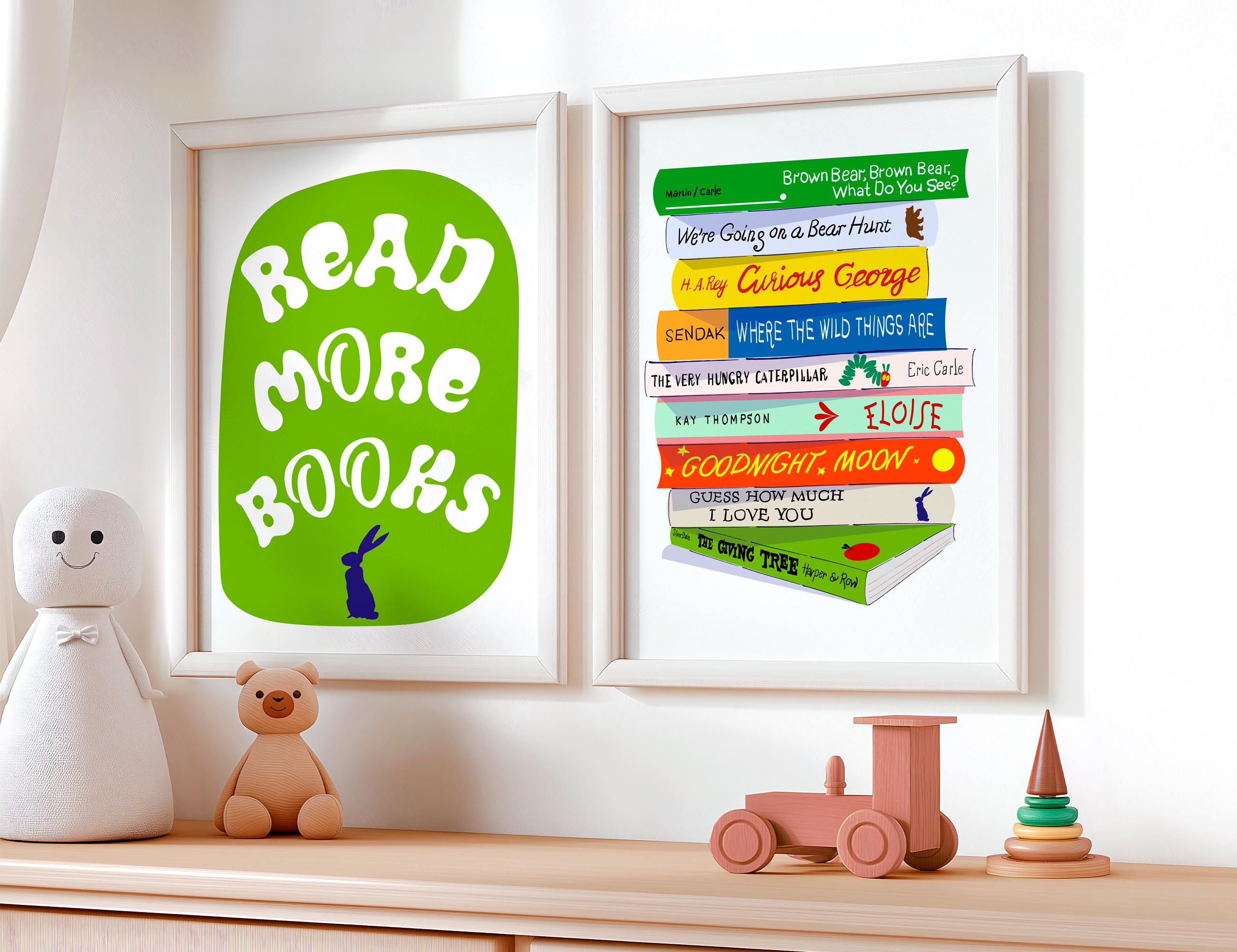 Printable Book Stack and Reading Quote | Set of 2 Kids Posters ...