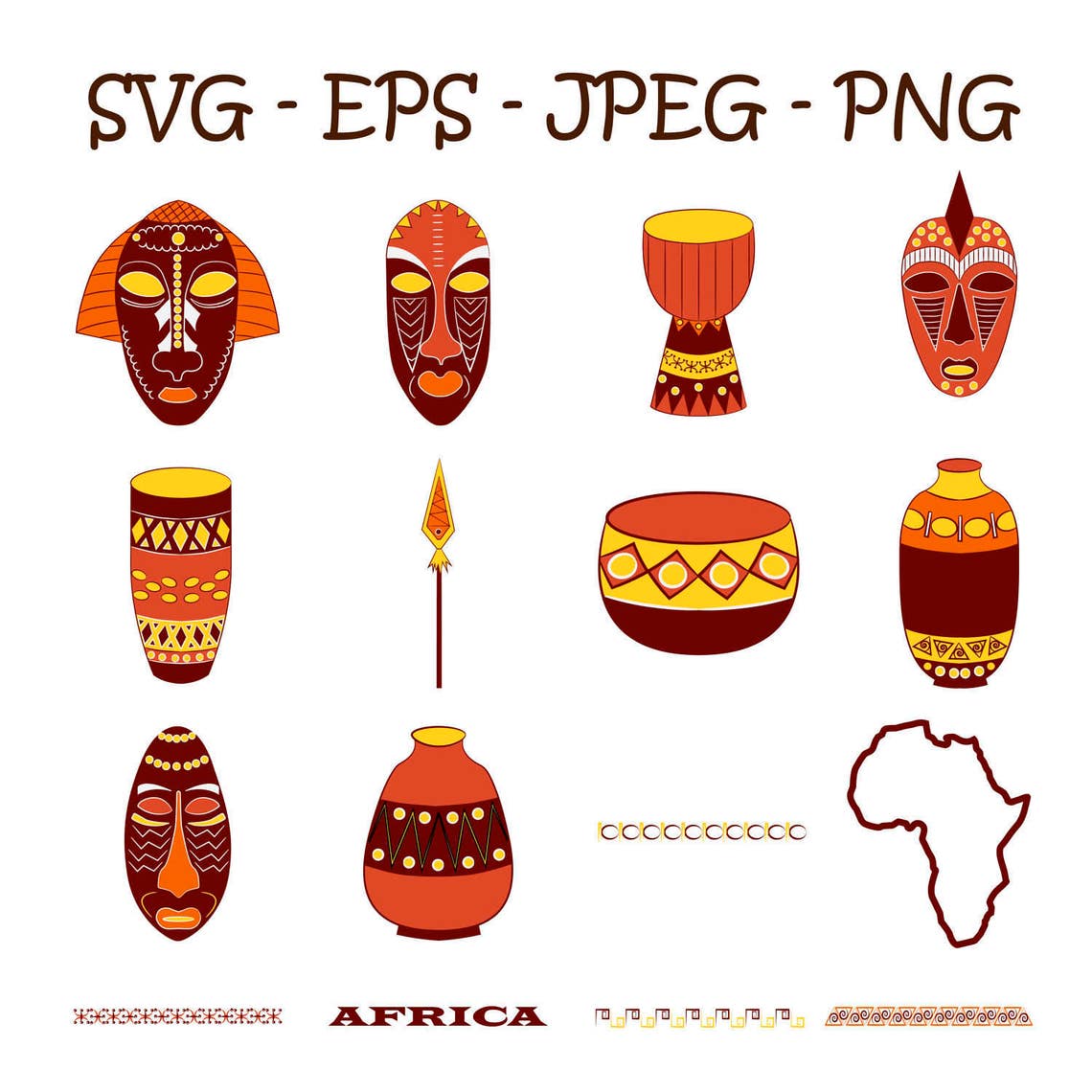 Tribal African Clipart African Tribal Clip Art Africa Scrapbook Hand ...