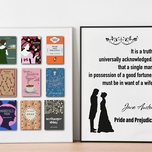 Printable Set of 2 Jane Austen Reading Posters, Pride and Prejudice ...