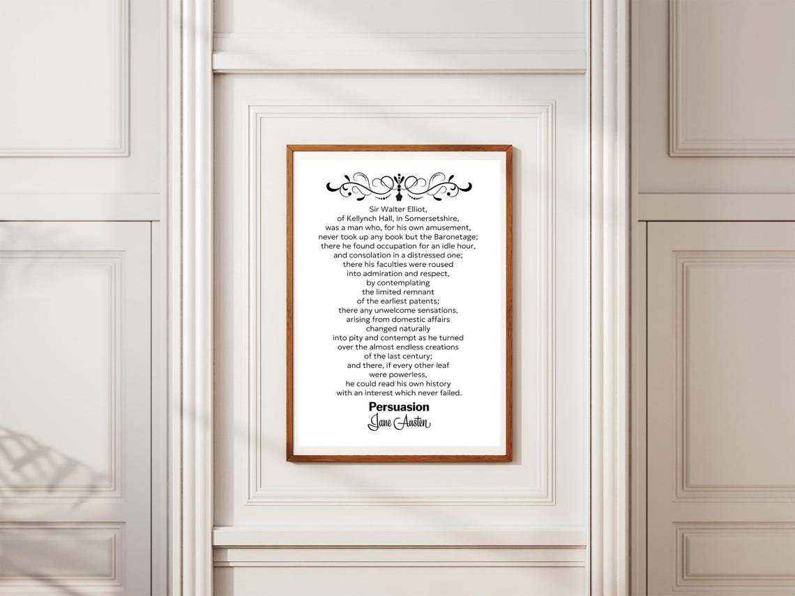 Jane Austen 250th Anniversary Quote Print, Literary Wall Art, Library ...