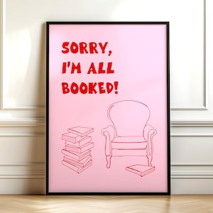 Fully Booked Light Pink Poster, Gift for Book Lover, Preppy Apartment ...
