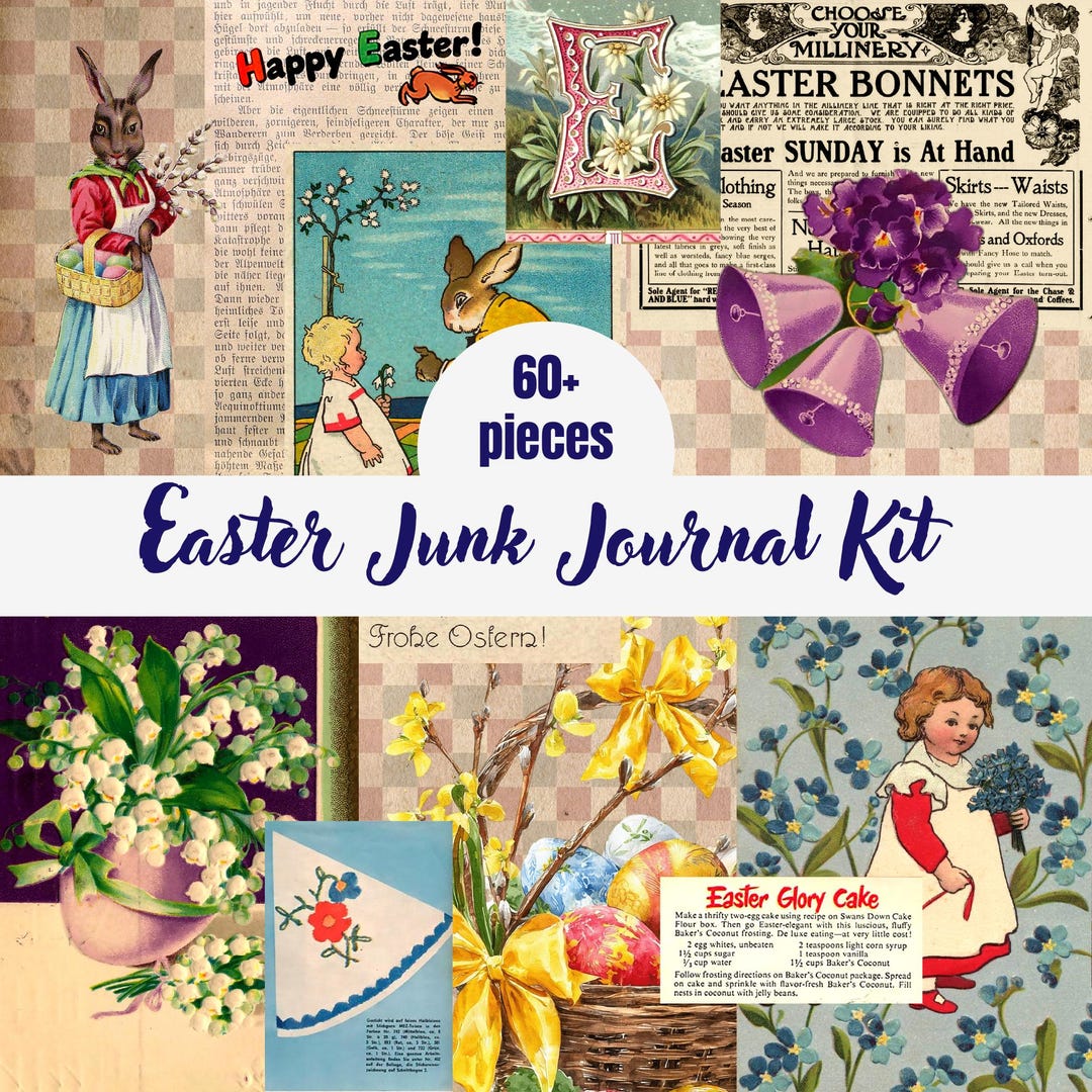 Easter Scrapbook Kit, Printable Journal Pages Set, Vintage Ephemera ...