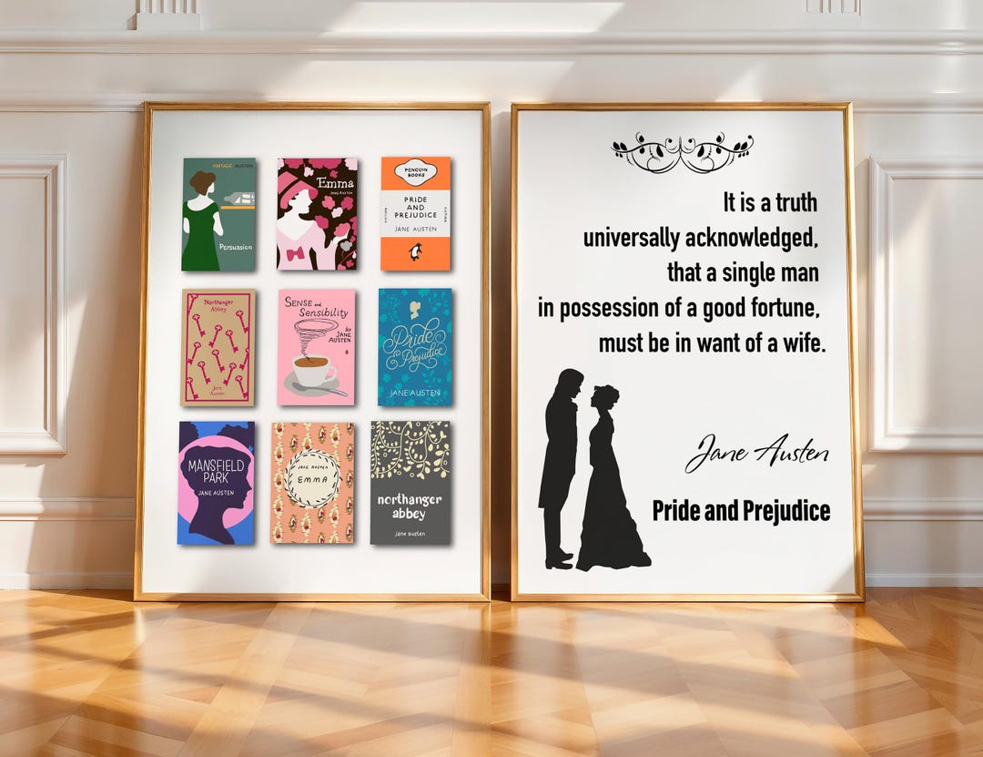 Printable Set of 2 Jane Austen Reading Posters, Pride and Prejudice ...