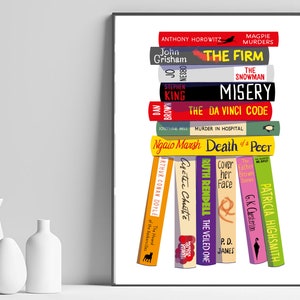 Murder Mystery Book Poster Printable Mystery Books Stack - Etsy