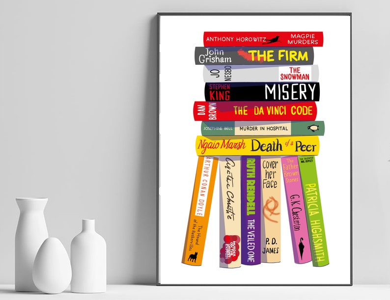 Murder Mystery Book Poster Printable Mystery Books Stack - Etsy