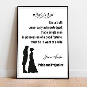 Printable Set of 2 Jane Austen Reading Posters, Pride and Prejudice ...