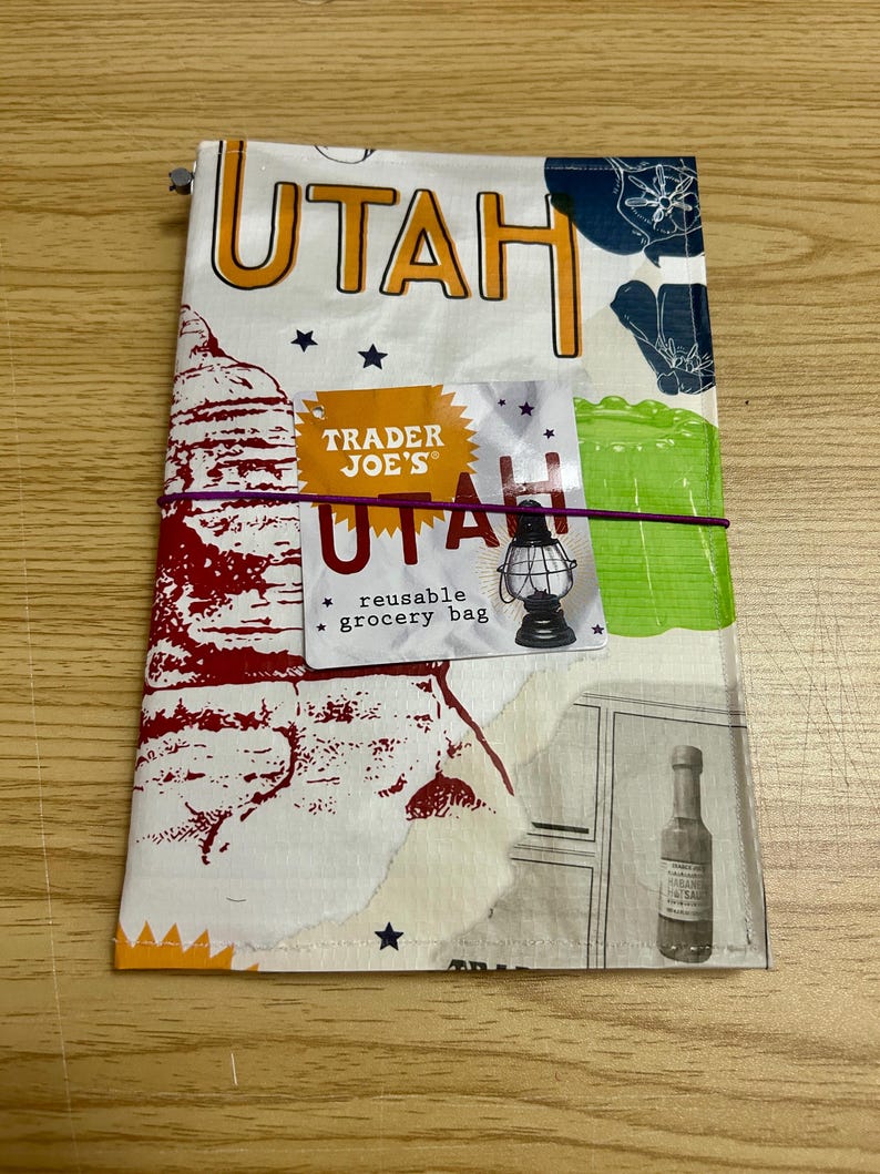 Trader Joe's UTAH Reusable Bag Totebook Cover - A5 Size Traveler's ...
