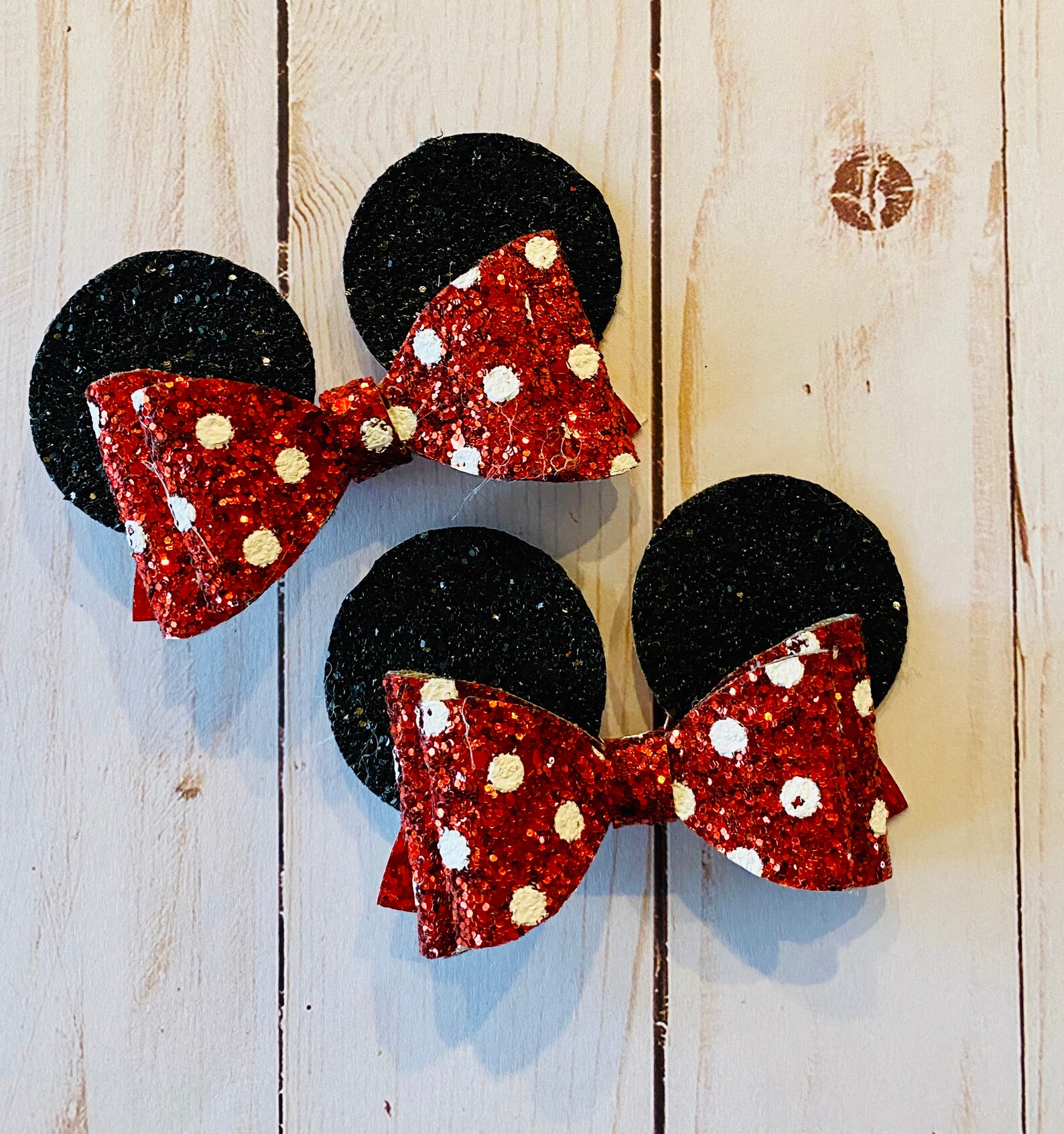 Mouse Inspired Glitter Hair Bow, Polka Dot Costume Accessory - Etsy