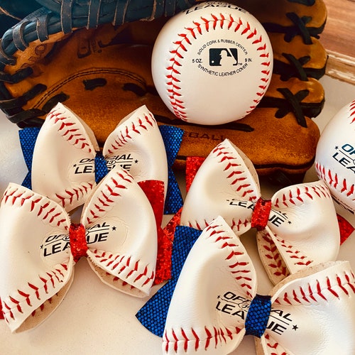 Real Baseball Hair Bow Summer Hair Bow Baseball Skin Hair - Etsy