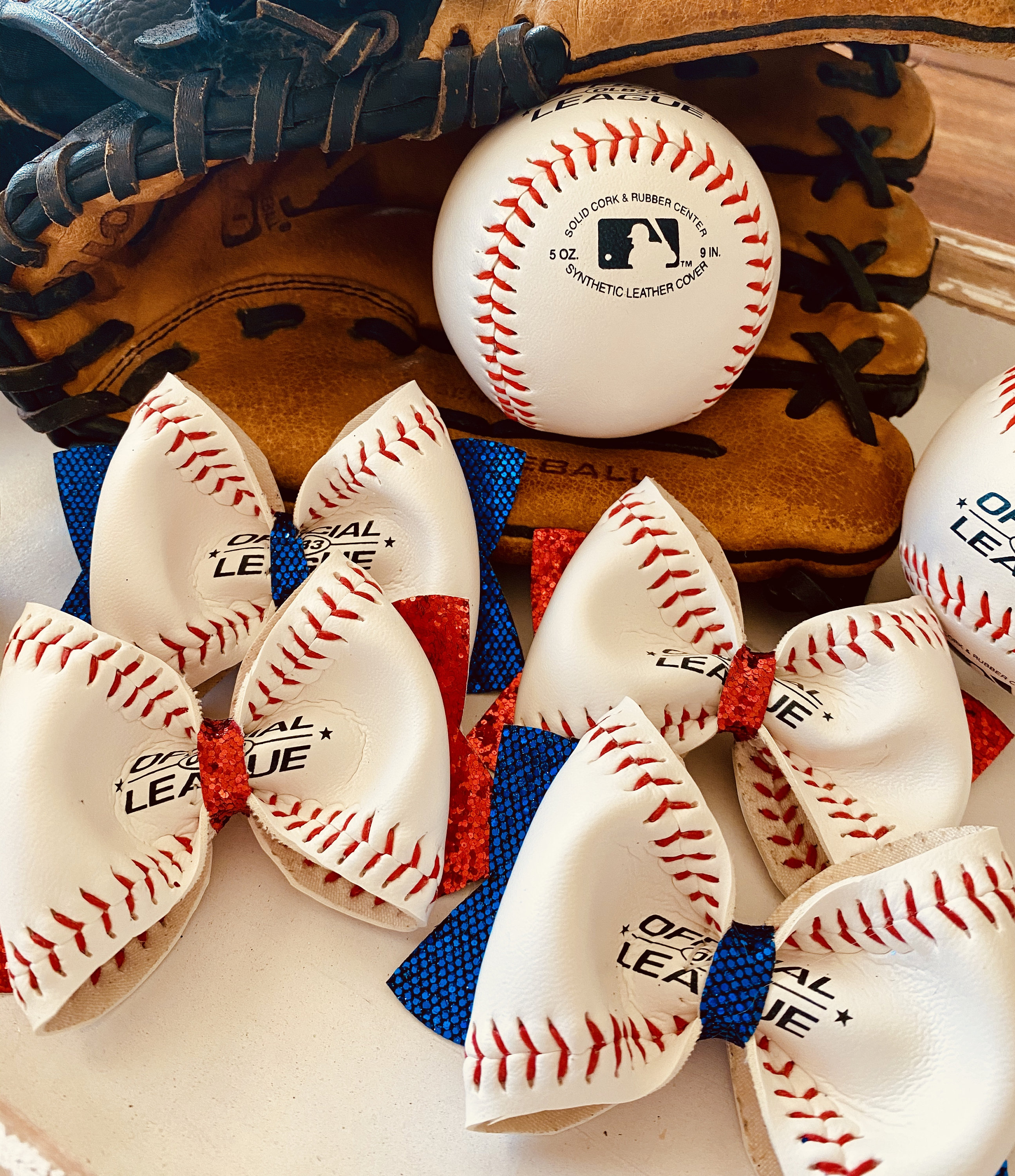 Real Baseball Hair Bow Summer Hair Bow Baseball Skin Hair | Etsy