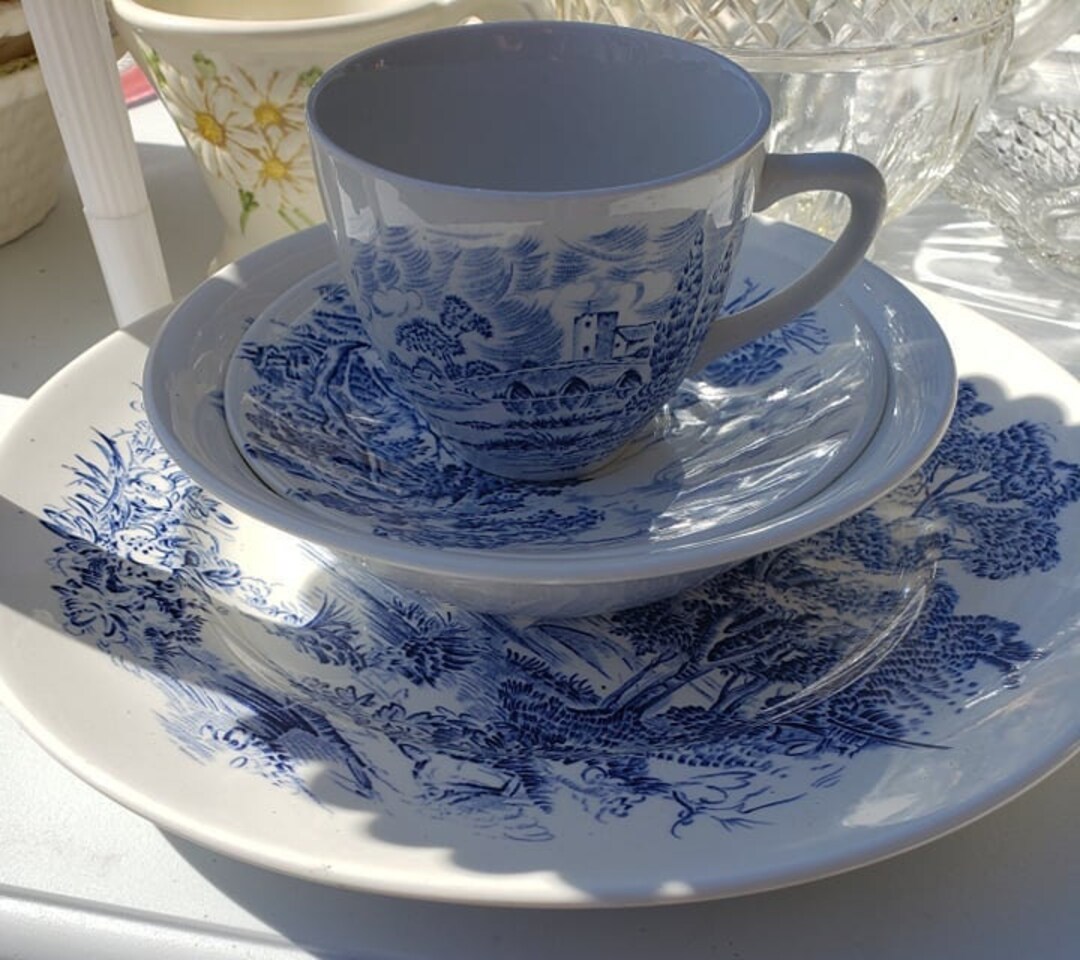 Wedgewood Countryside China Set Blue & White - Etsy