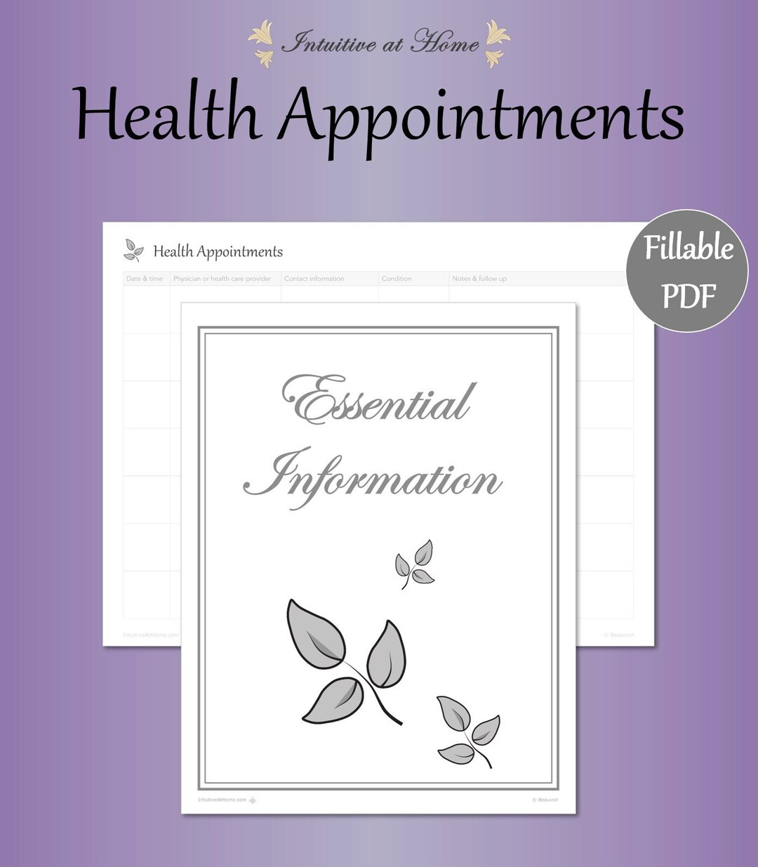Mini Health Appointment Binder – Gray Editable Fillable Self Care Kit ...