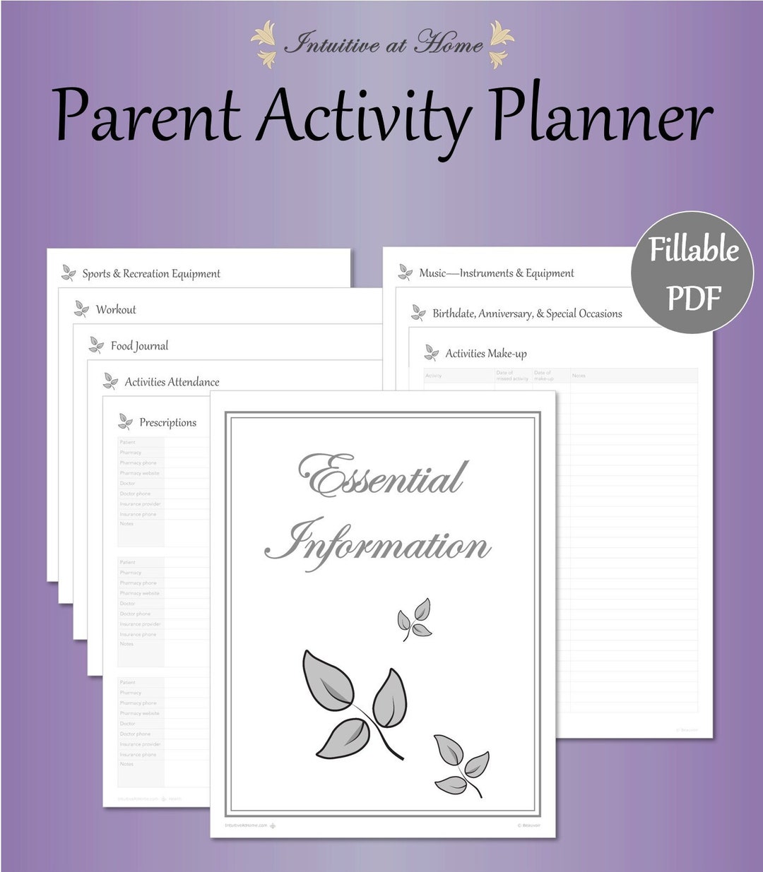 Mini Parent Activity Planner Printable - Gray Editable Fillable Menu ...