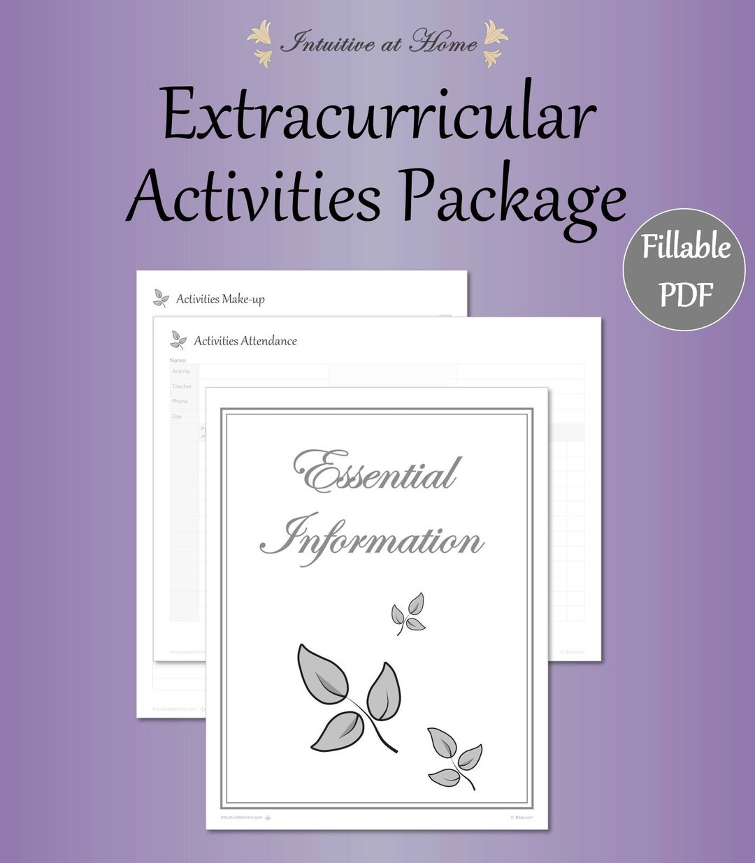 Extracurricular Activities Package – Gray Editable Fillable Kids ...