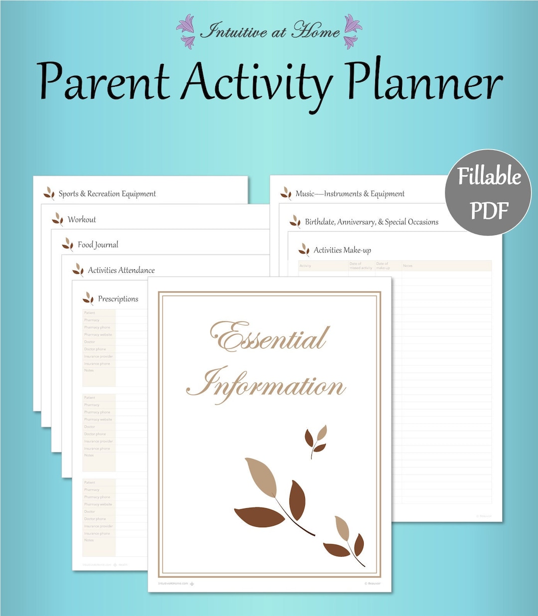 Parent Activity Planner Printable – Fillable Family Organizer, Sports ...
