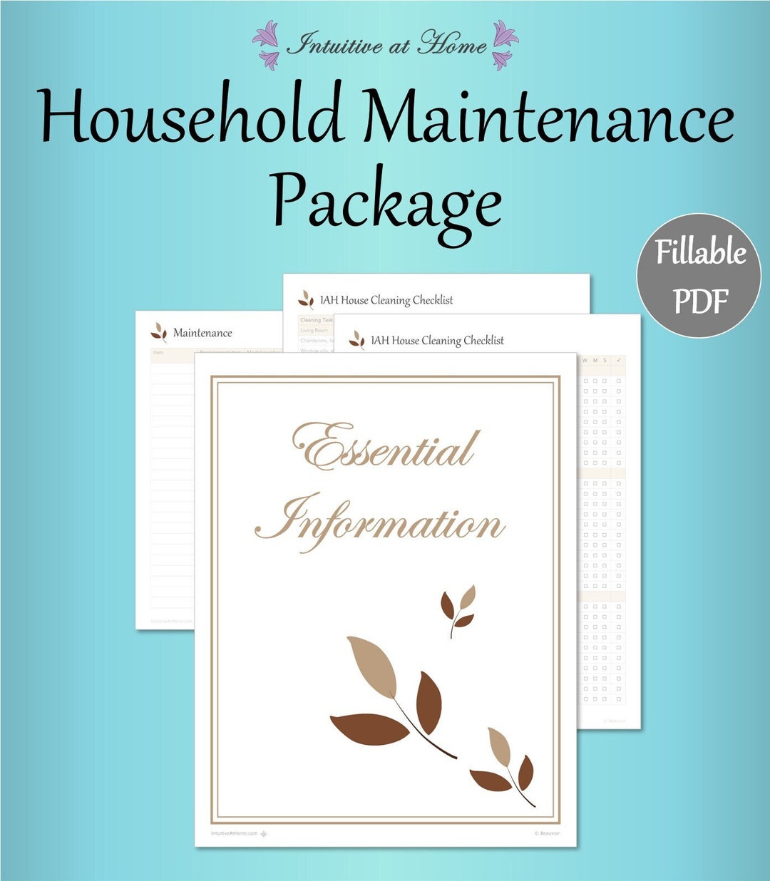 Mini Home Maintenance Printables – Taupe Editable Fillable House ...