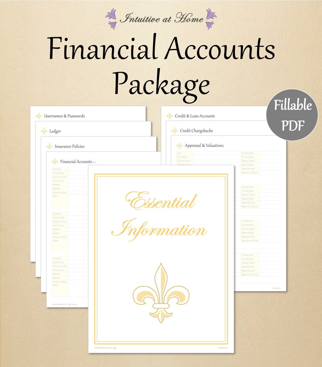 Mini Financial Accounts Planner Printable – Gold Editable Fillable ...