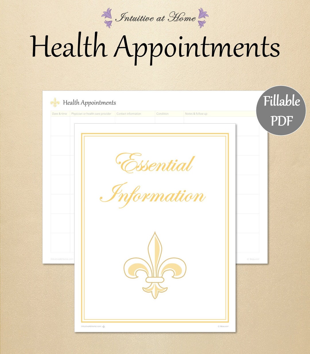 Mini Health Appointment Binder – Gold Editable Fillable Self Care Kit ...
