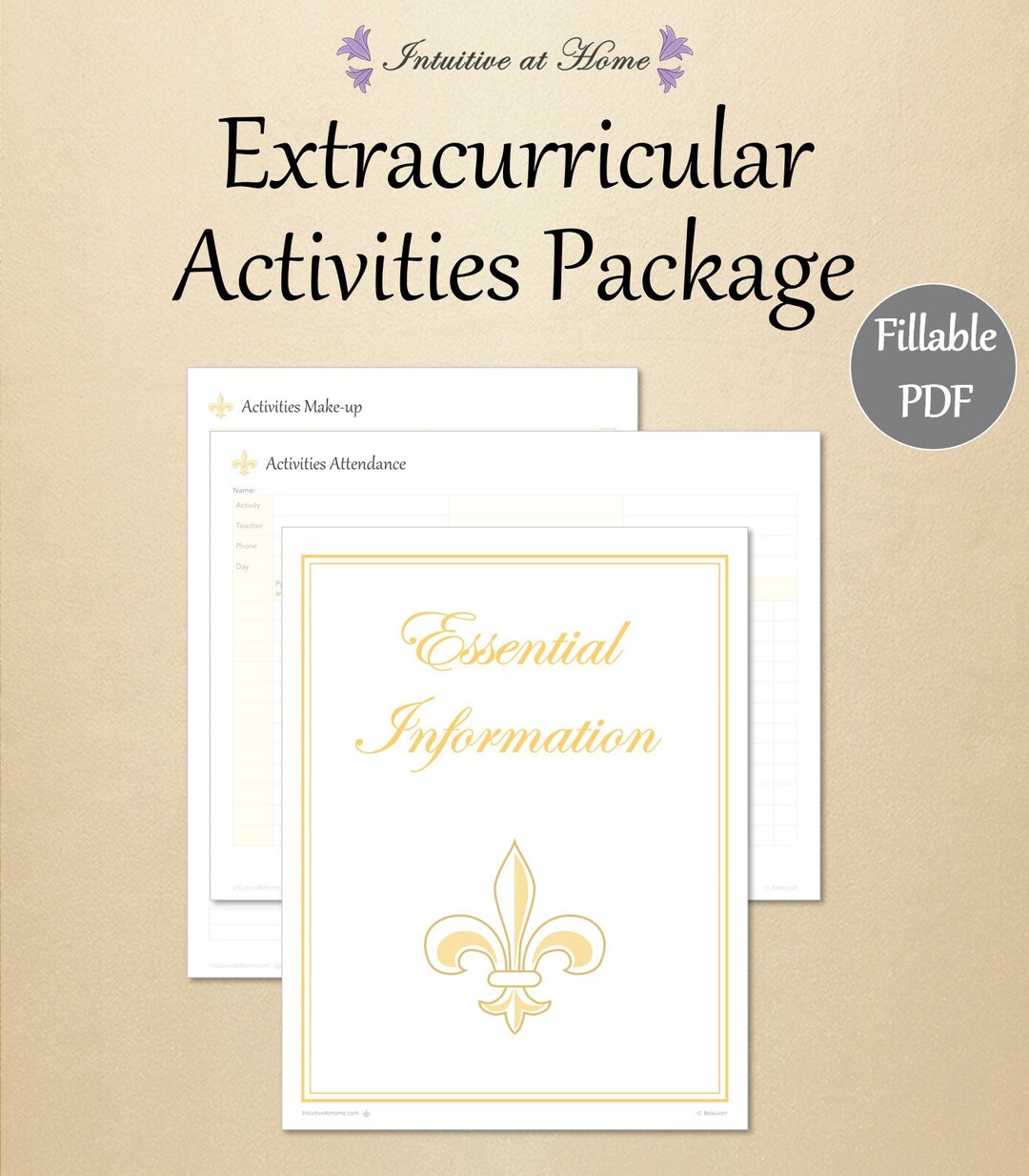 Kids Extracurricular Activities Printables – Gold Editable Fillable ...