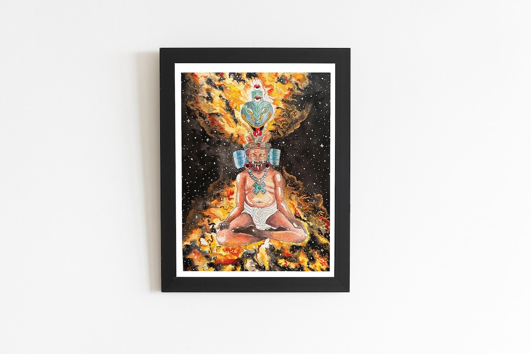 Huehueteotl Xiuhtecuhtli Signed Art Print| Aztec God| Mexica Art ...