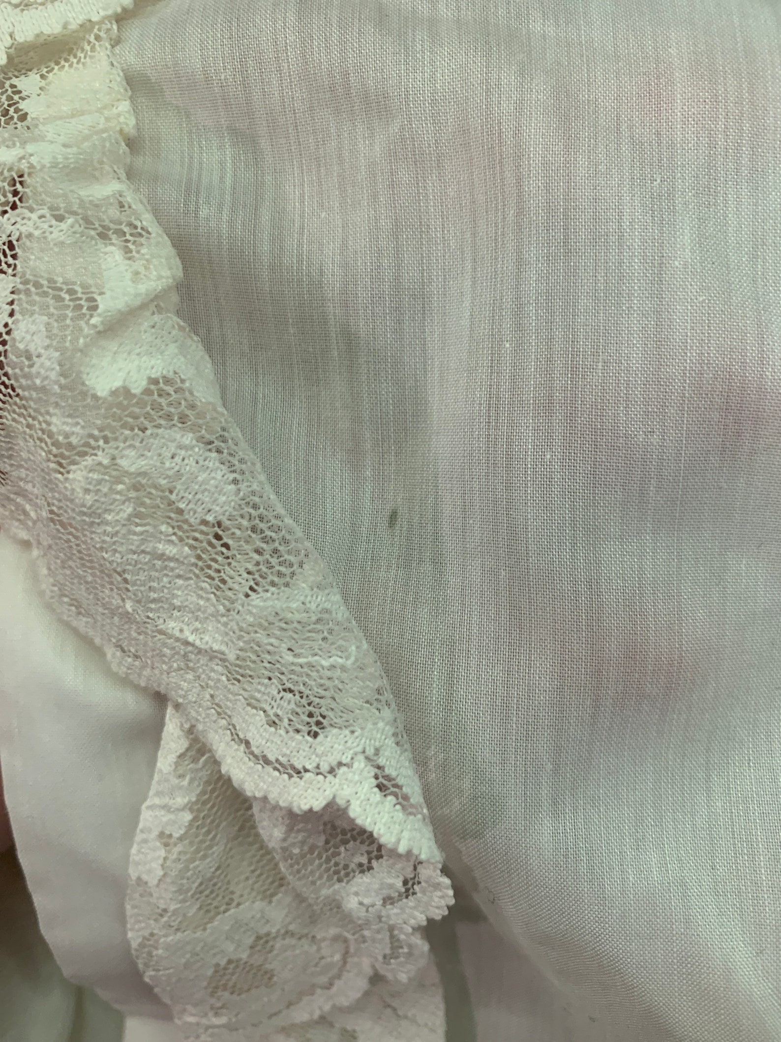 Vintage 60s-70s Semi-sheer White Ruffle Lace 3/4 Sleeves High - Etsy