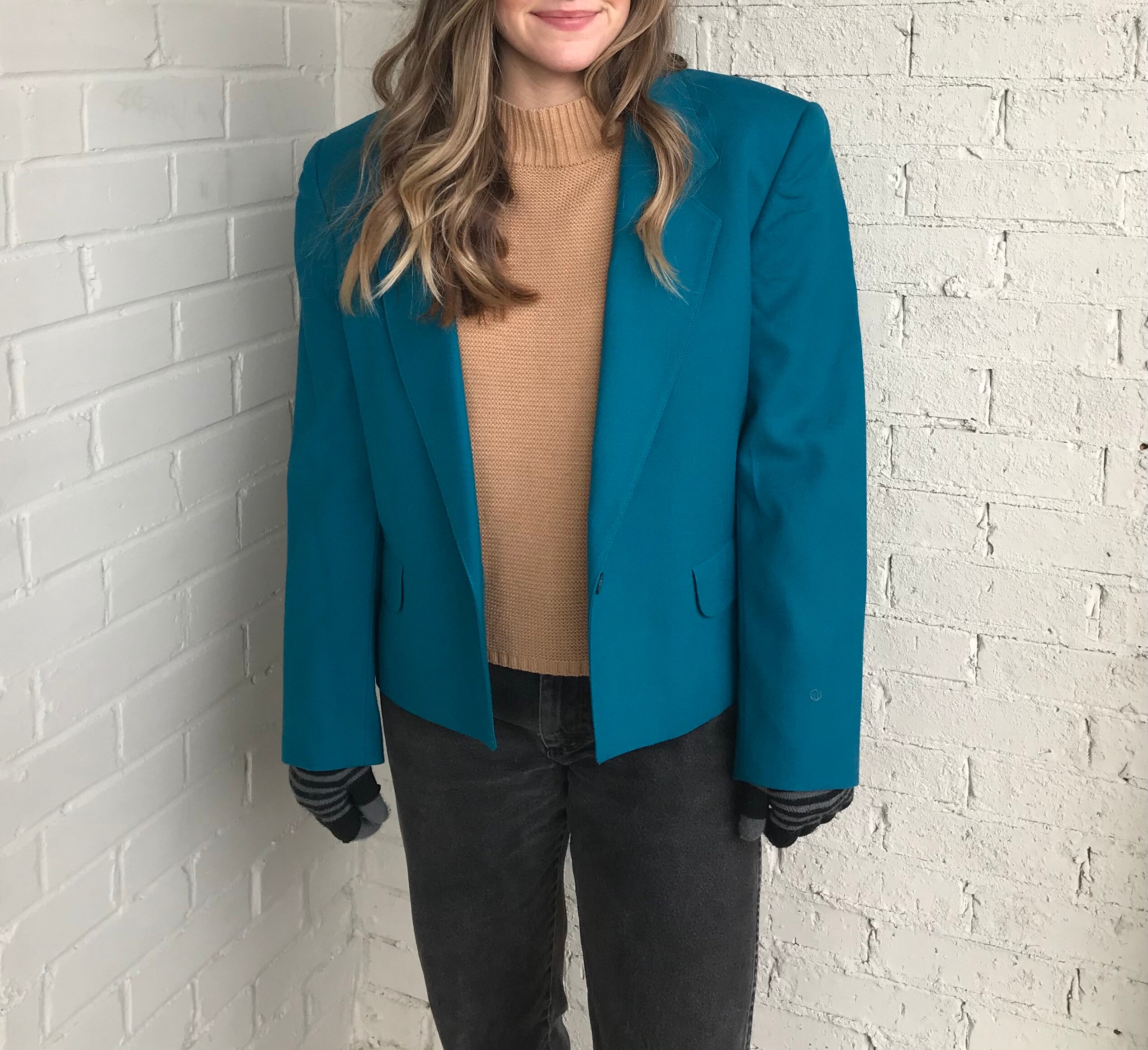Vintage 90s David Brooks Teal Cropped Worsted Wool Blazer Made | Etsy