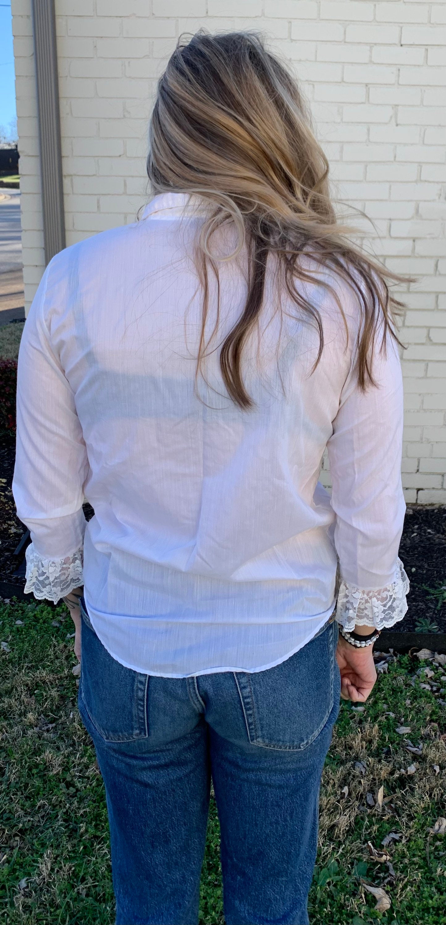 Vintage 60s-70s Semi-sheer White Ruffle Lace 3/4 Sleeves High - Etsy