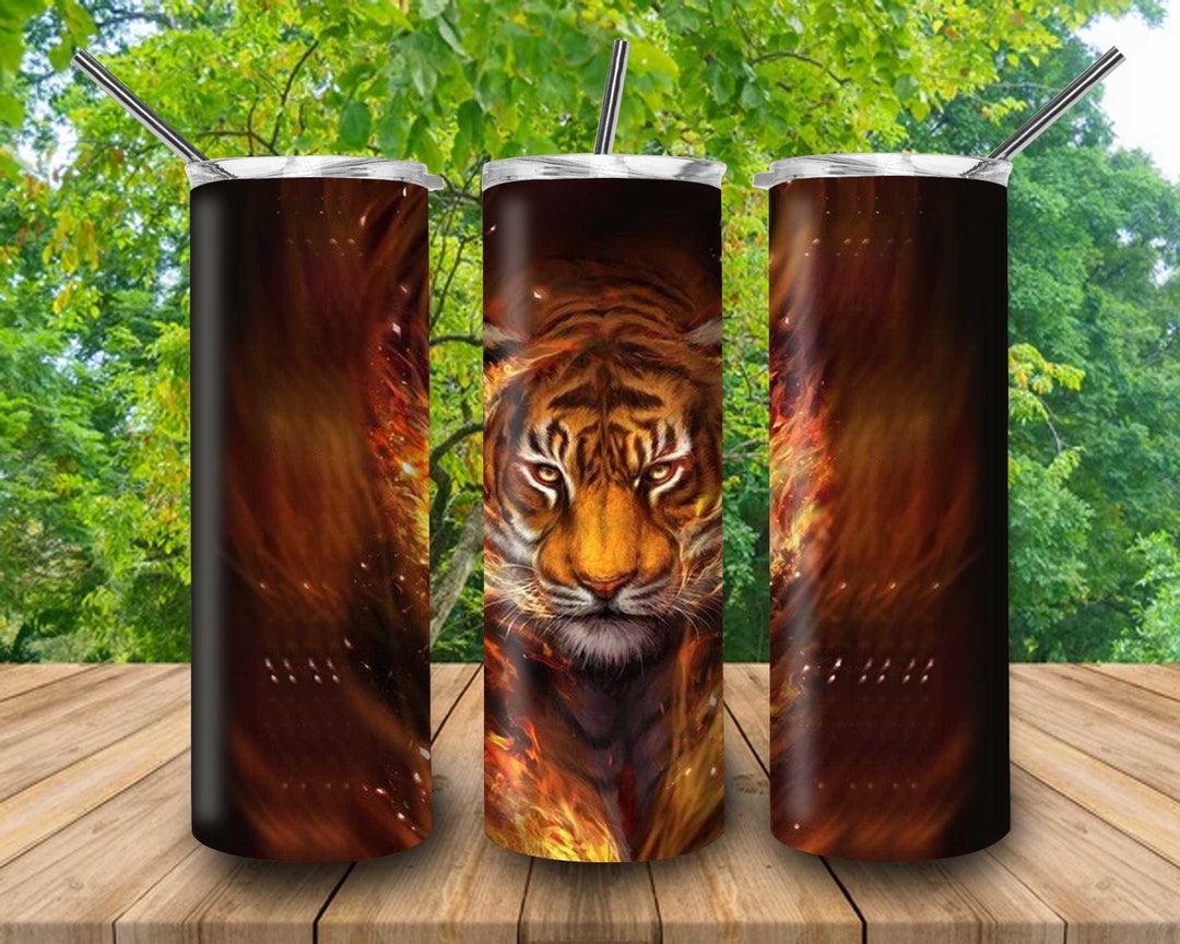 Descarga digital Diseño de tigre ardiente para sublimación de vaso ...