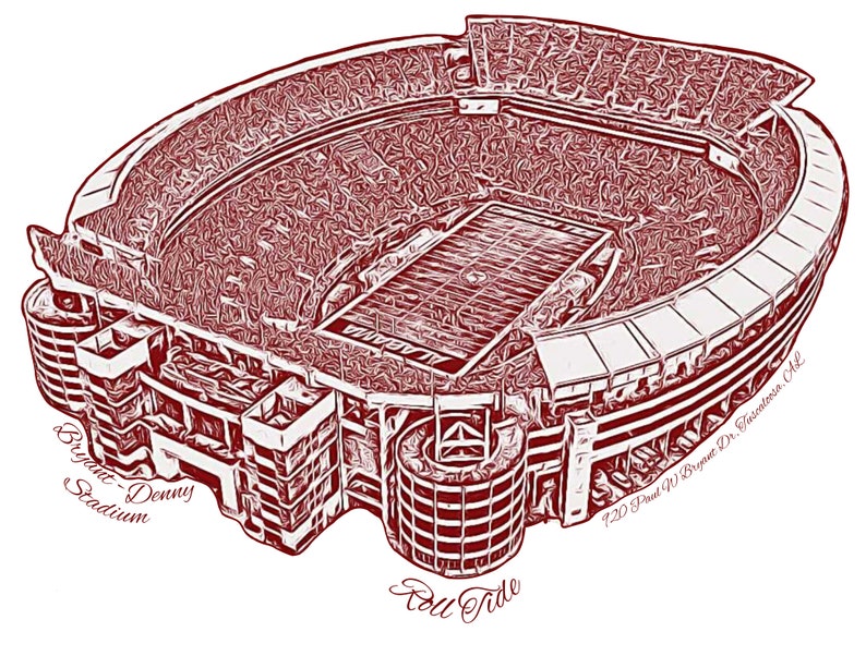 Alabama Stadium Artwork - Etsy